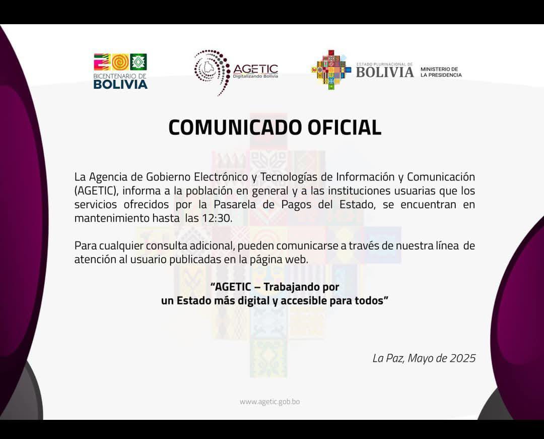 COMUNICADO AGETIC – Senavex